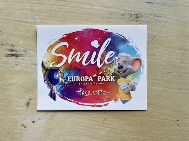 EUROPA-PARK RUST AUFKLEBER/STICKER SMILE mit Ed und Snorri (2023) EUR 1 ...