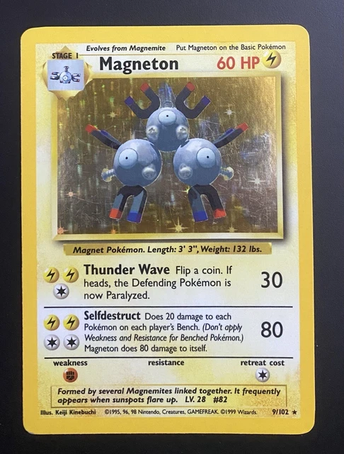 POKÉMON TCG MAGNETON Base Set 9/102 Holo Unlimited Holo Rare $8.00 ...