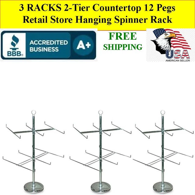 3 RACKS RETAIL Store Display Hanging Counter Top Spinner Rack - 2-Tier ...