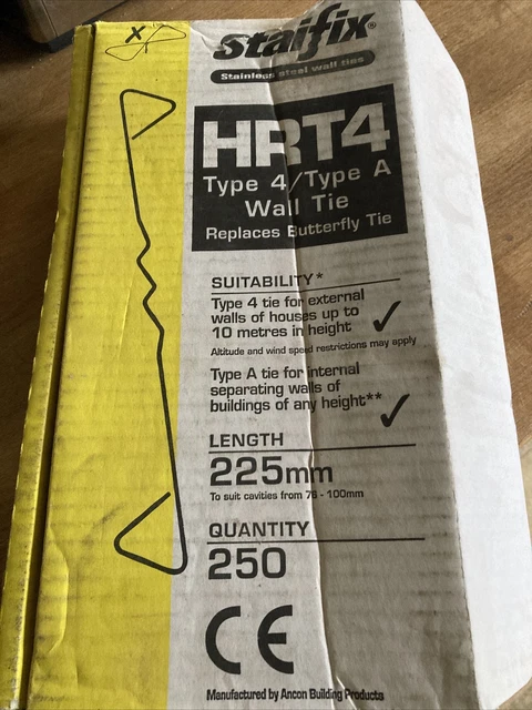 WALL TIES 250MM | Ancon Staifix HRT4 Cavity Wall Ties Stainless Steel ...