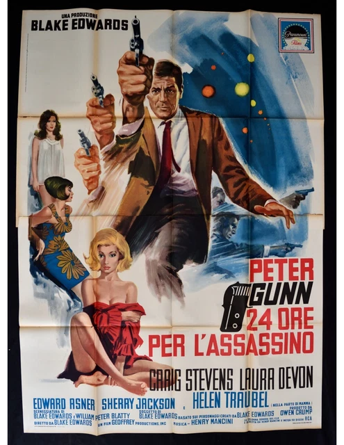 AFFICHE PETER GUNN 24 HEURES POUR L'ASSASSIN Blake Edwards Laura Devon ...