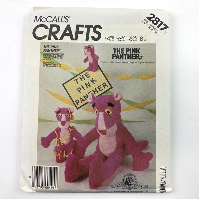 THE PINK PANTHER Plush Doll Sewing Pattern Stuffed Animal McCall's 2817 ...