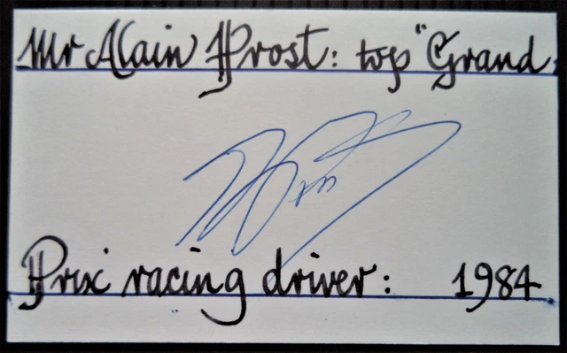 PROST, ALAIN F1 World Champion Driver 1985, 86, 89 & 93 Original Ink ...