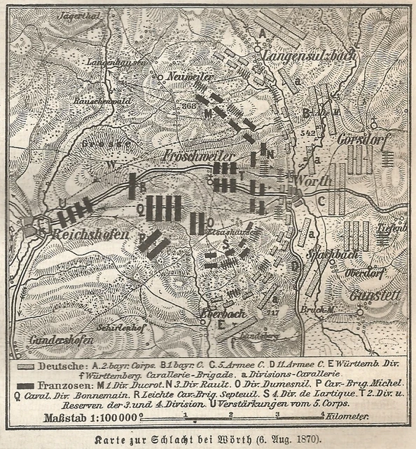 B0802 THE BATTLE Of Worth - Carte Géographique Vintage - 1890 Vintage ...