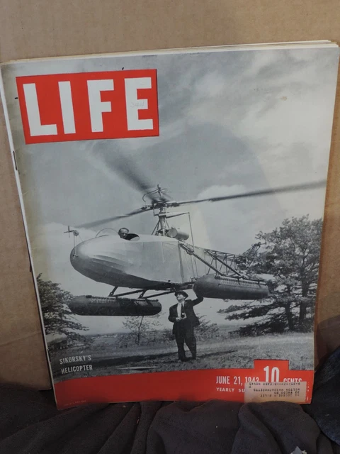 VINTAGE LIFE MAGAZINE 6/21/1943 Nice Ads Sikorsky's Helicopter Cover £8 ...