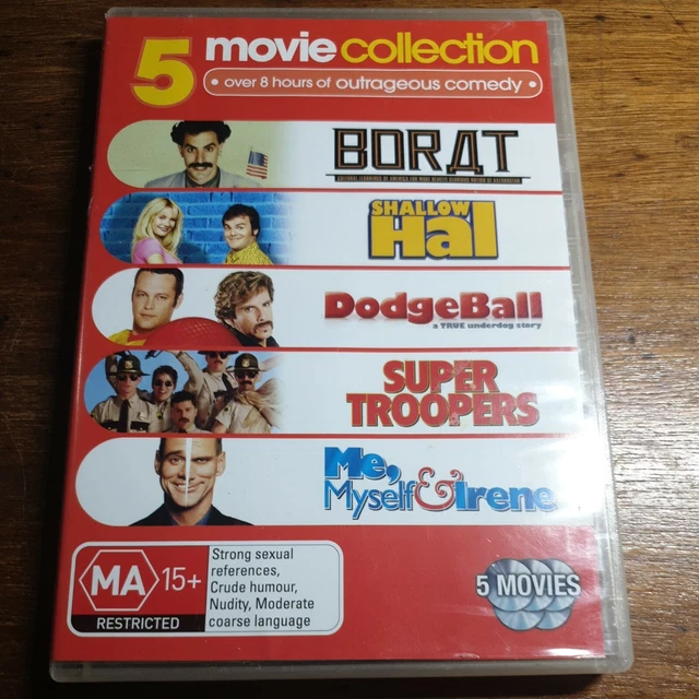 5 MOVIE COLLECTION Borat Dodgeball Shallow Super Troopers DVD R4 Like ...