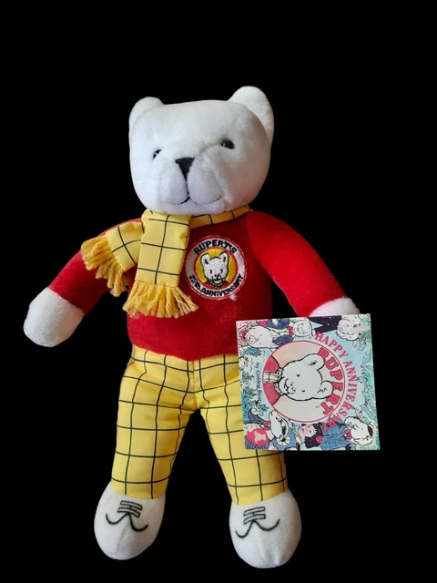 1992 RUPERT THE Bear Soft Toy Plush teddy Ruperts 75th anniversary ...