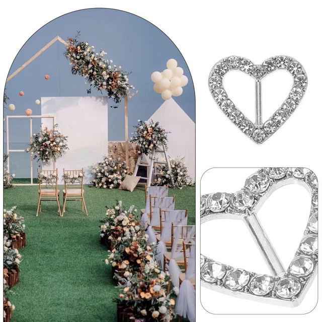 20 PCS CHAIR Sashes Buckles Rhinestone Clip Ribbon Slider Heart ...