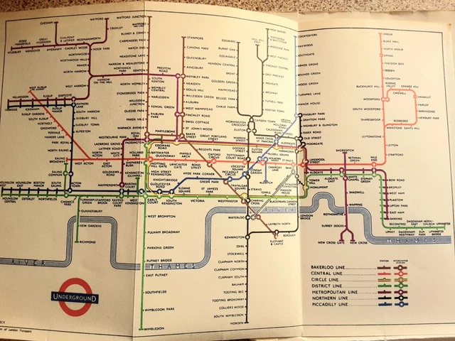 1960S GEOGRAPHERS MAP of LONDON Underground Theatres indexed and folded ...