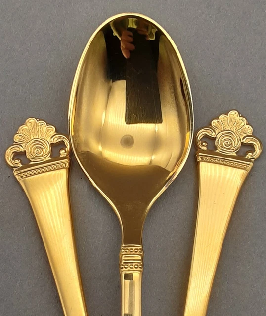 ROBBE & BERKING 6 Teelöffel Kaffeelöffel Rosenmuster 800er Silber vergoldet (122 EUR 320,00 ...