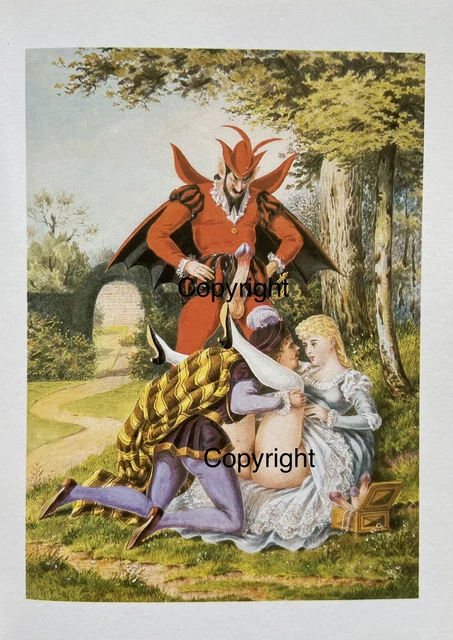 VINTAGE ANTIQUE PRINT Nude Erotik Akt Art Love Costume Devil Teufel England 1890 EUR 11,00 ...