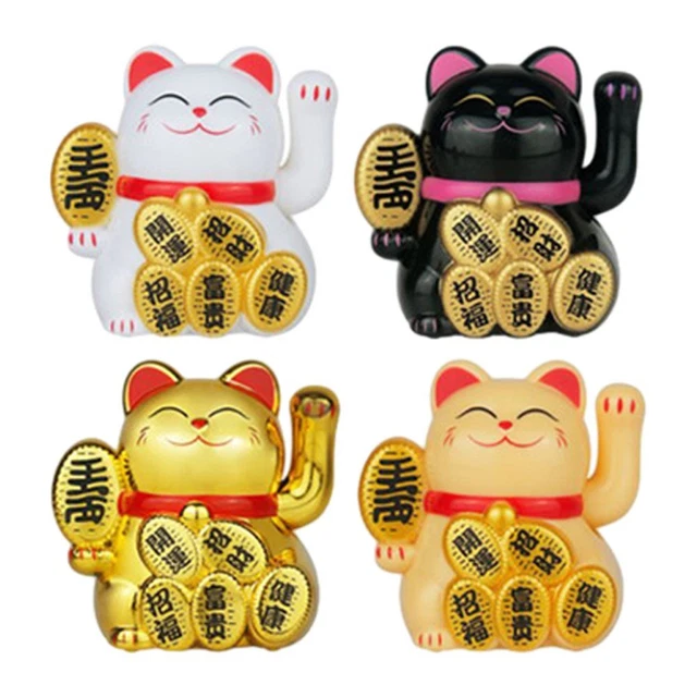FENG SHUI SOLAR Powered Waving Cat Figurine for Home and Car Decoration ...