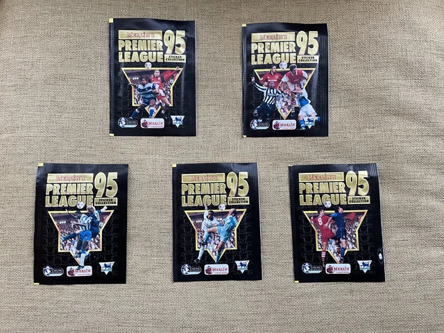COMPLETE SET OF 5 merlin premier league 95 Sealed Football Sticker Pack ...