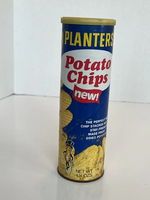 PLANTERS POTATO CHIPS can 1970s empty, old advertising vintage $26.00 ...