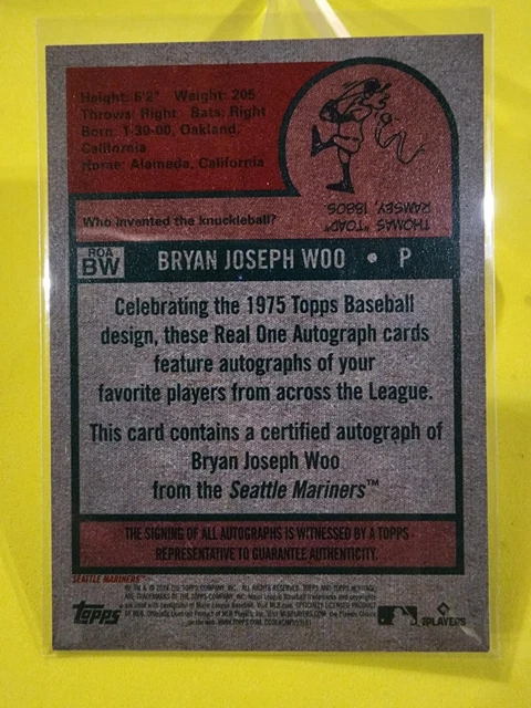 2024 TOPPS HERITAGE Bryan Woo Real One inchiostro blu auto rookie ...