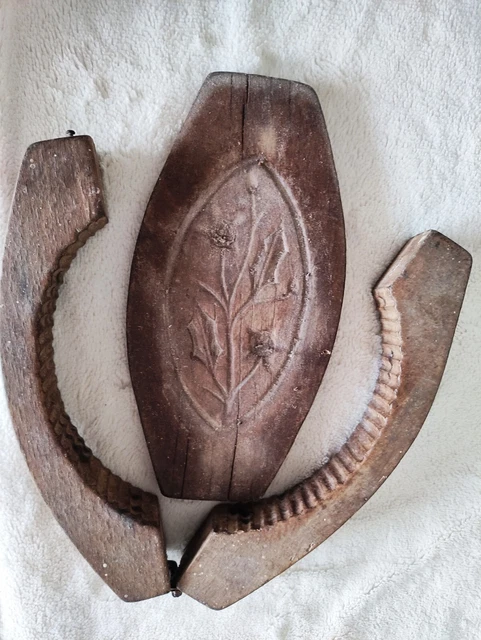 ANCIEN MOULE À beurre en bois ,barrate, cranté autour, d'époque EUR 25 ...