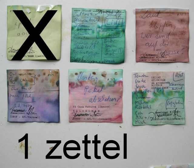 EIN (!) KAFFEE-FLECKEN-ZETTEL der abgebildeten Zettel von KOMMISSAR ...