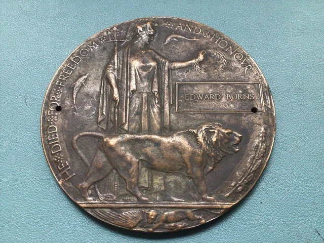 WW1 MEMORIAL PLAQUE For Edward Burns. £52.71 - PicClick UK