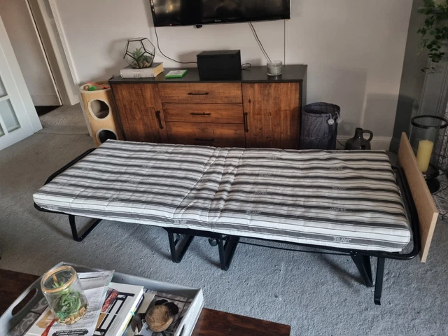 200CM FOLDING BED Metal Frame Portable Foldable Guest Bed w/ Mattress ...