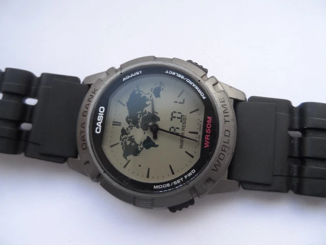 VINTAGE CASIO ABX-20 Twincept Data Bank World Time Digital Analogue ...