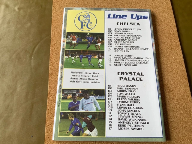 CHELSEA V CRYSTAL Palace Premier Reserves League programme 5.12.2005 £1 ...