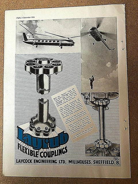 1954 AIRCRAFT ADVERT LAYRUB FLEXIBLE COUPLINGS LAYCOCK ENGINEERING ...