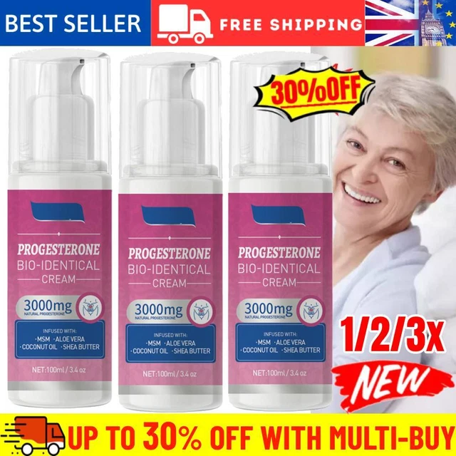 REDUCED！PROGESTERONE CREAM (BIOIDENTICAL) for Menopause Relief 3000mg 1 ...