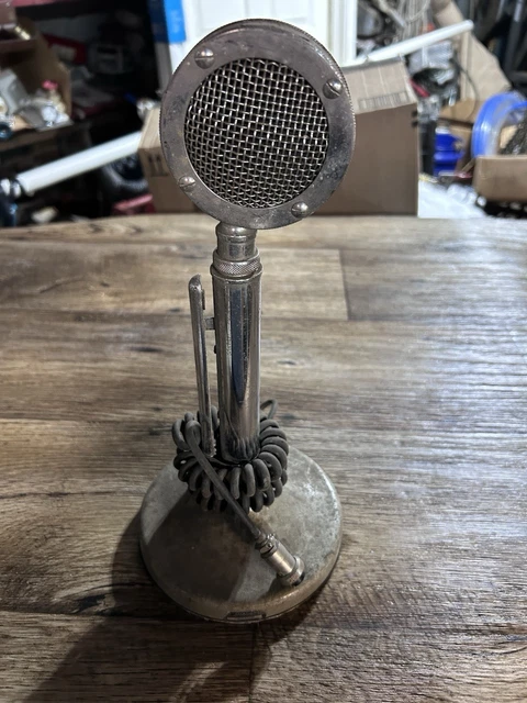 VINTAGE ASTATIC HAM Radio Microphone Mic Crystal Audio Music CB Chrome ...