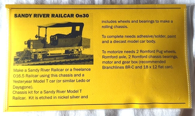 SANDY RIVER RAILCAR Chassis Kit - On30. N Brass Locomotives. Incl. Ford ...