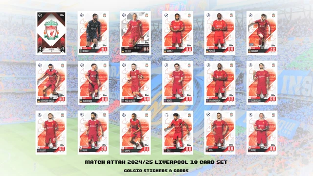 TOPPS MATCH ATTAX 2024/25 2025 Liverpool FC Full Team Set All 18 Cards ...