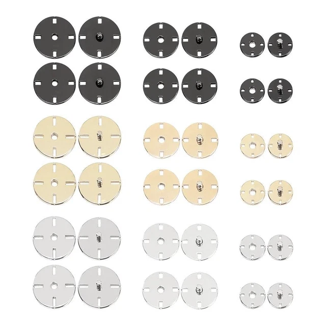 15 SETS SEW-ON Snap Buttons, Metal Snaps Fasteners Press Studs Buttons ...