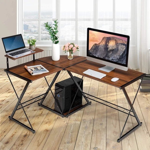 LARGE L-SHAPED CORNER Computer Desk Industrial PC Table Workstation ...