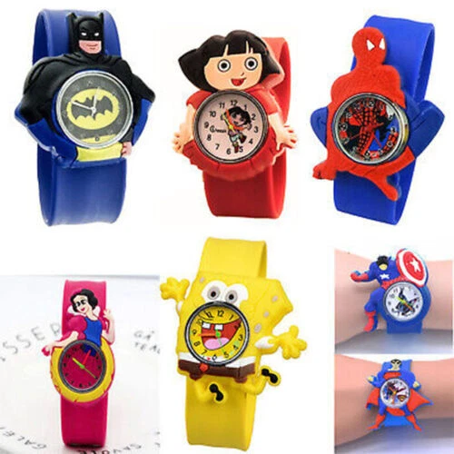 KIDS BOYS GIRLS Children Super Hero Snap On Slap Watch Quartz Analogue ...