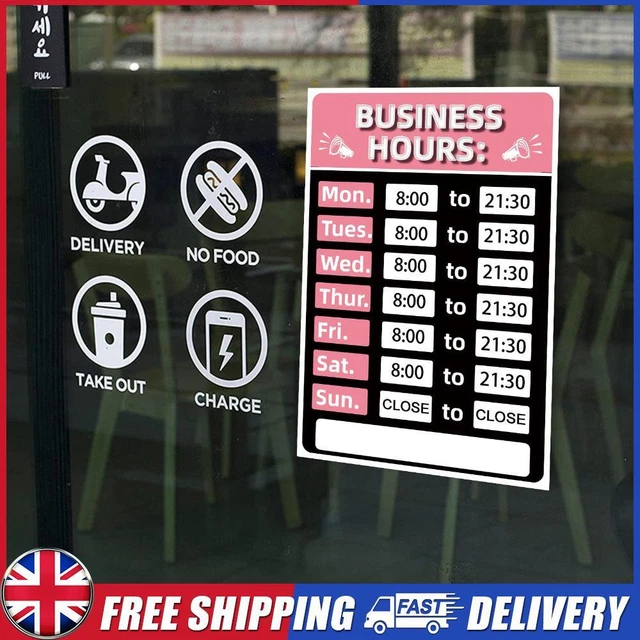 BUSINESS HOURS SIGN Rewritable Operation Hours Sign for Any Business ...