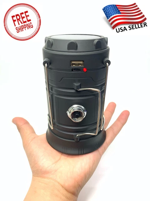 USB PORTABLE SOLAR LED Light Rechargeable Flashlight Lantern Emergency ...