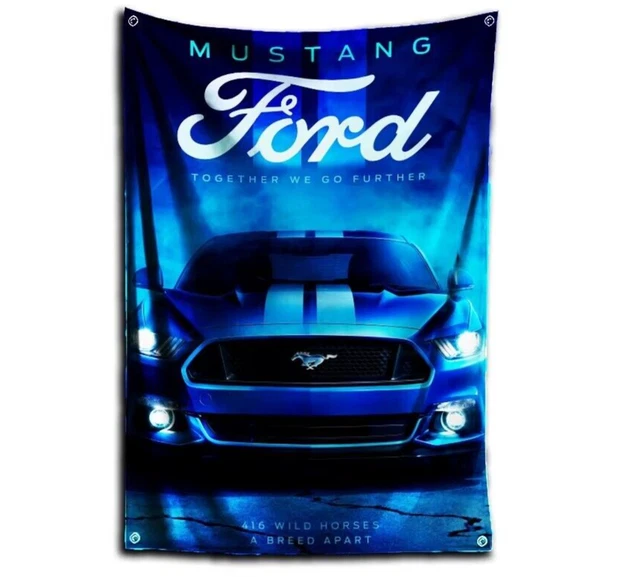 BANNER PUBLICITARIO DE Carrera Ford Mustang USA 150 Cm Bandera Azul ...