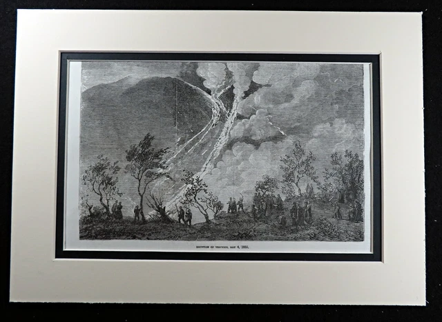 MOUNT VESUVIUS NAPLES Italy Volcano Eruption Victorian Antique Print ...