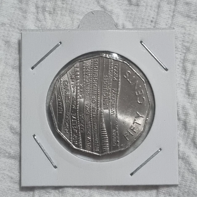 2019 50 CENT Coin - Indigenous Languages - Uncirculated In a 2x2 Holder ...