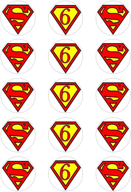 SUPERMAN LOGO THEME Cupcake Toppers with personalised with age number £ ...