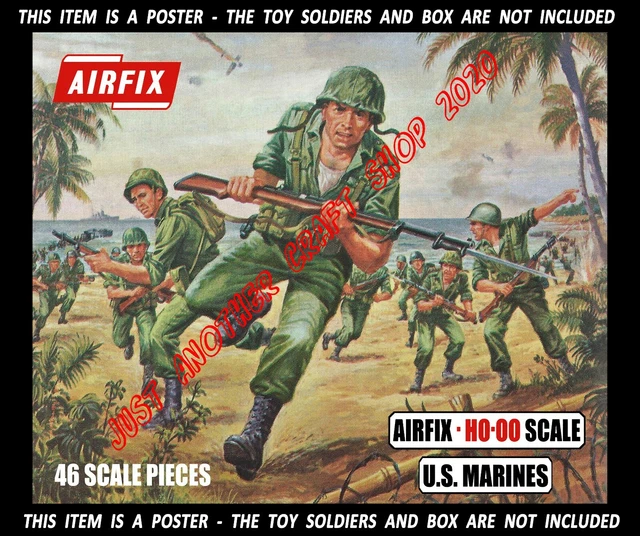 AIRFIX HO-OO WWII US Marines Large Size Poster Advert Sign re Blue Box ...