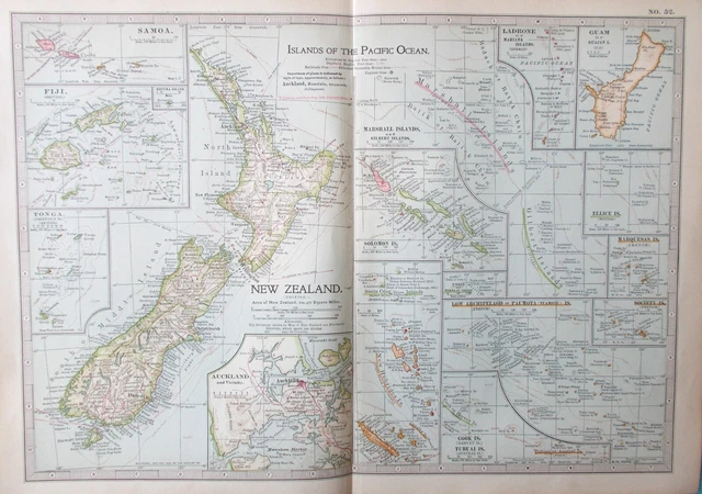 MAP OF NEW Zealand & Pacific Islands. Auckland. Solomon isl. Fiji ...