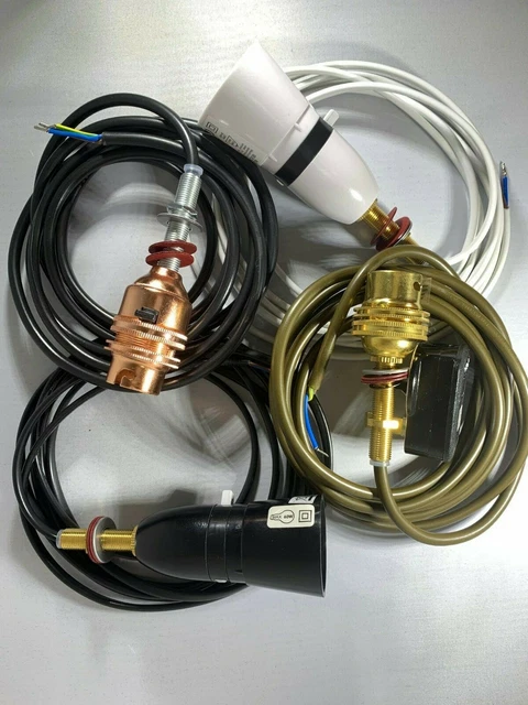 PRE-WIRED TABLE LAMP Rewire Kit Bc B22 Inline Switch Brass Copper ...