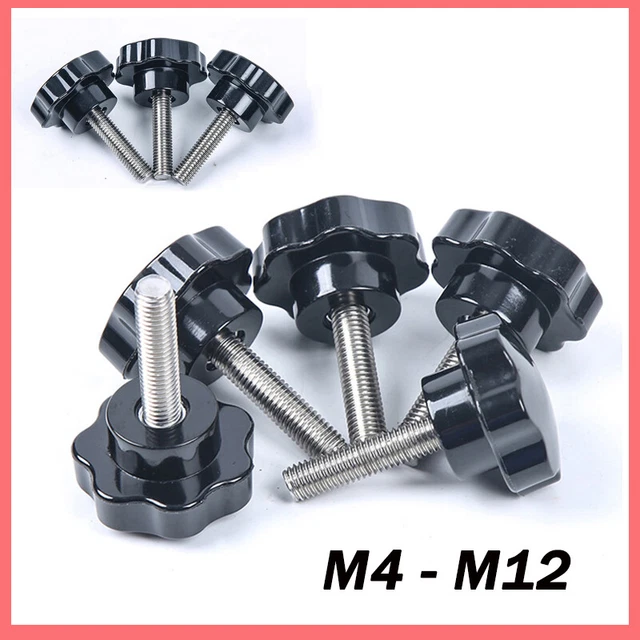 M4 TO M12 Threaded Thumb Screw Star Shaped Head Knob Star Knobs Grips ...