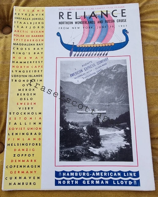 1937 SS Reliance Large Deck Plan Etc Hamburg American Line £73.47 ...