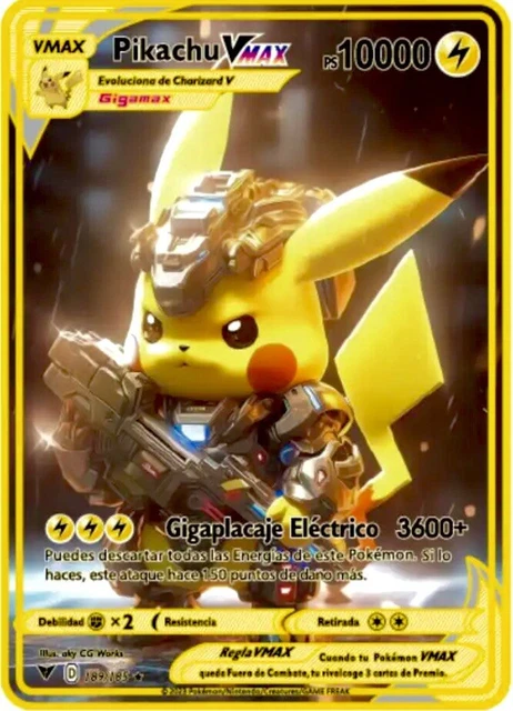 POKEMON GOLD METAL Card Pikachu VMax Fun Art Card Vstar Vmax Mega Gx ...