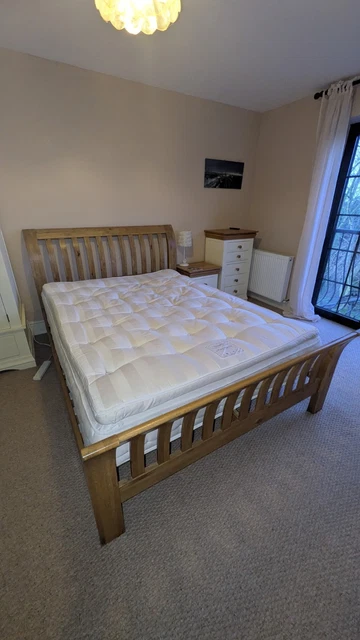KINGSIZE OAK SLEIGH Bed With Laura Ashley Pillow top 2500 Medium ...