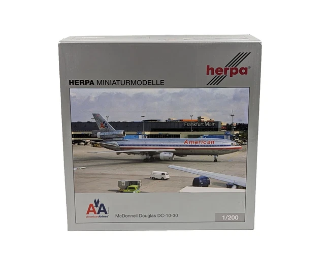 HERPA AMERICAN AIRLINES McDonnell Douglas DC 10-30 Plane 554770 Scale 1:200 New EUR 220,16 ...
