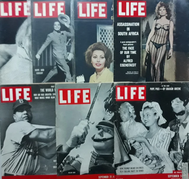 LIFE MAGAZINE 1937-1966 Roy Campanella, Sophia Loren, Hope & Crosby Lot ...