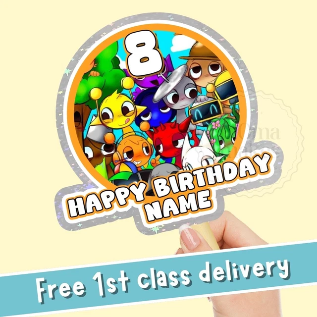 PERSONALISED SPRUNKI GAMER BIRTHDAY CAKE TOPPER - Same Day Dispatch* £5 ...
