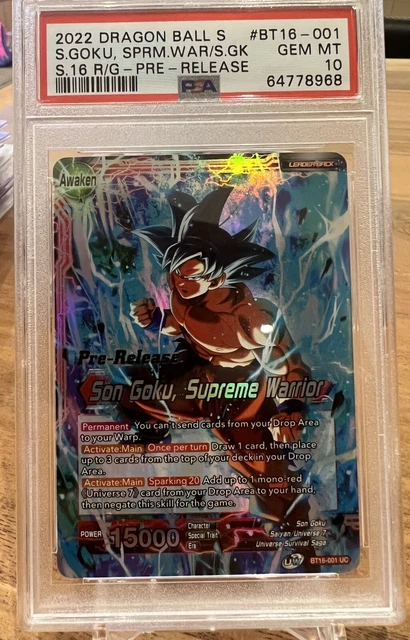 DRAGONBALL SUPER SON Goku Supreme Warrior Pre Release Leader BT16-001 PSA 10 $400.00 - PicClick AU
